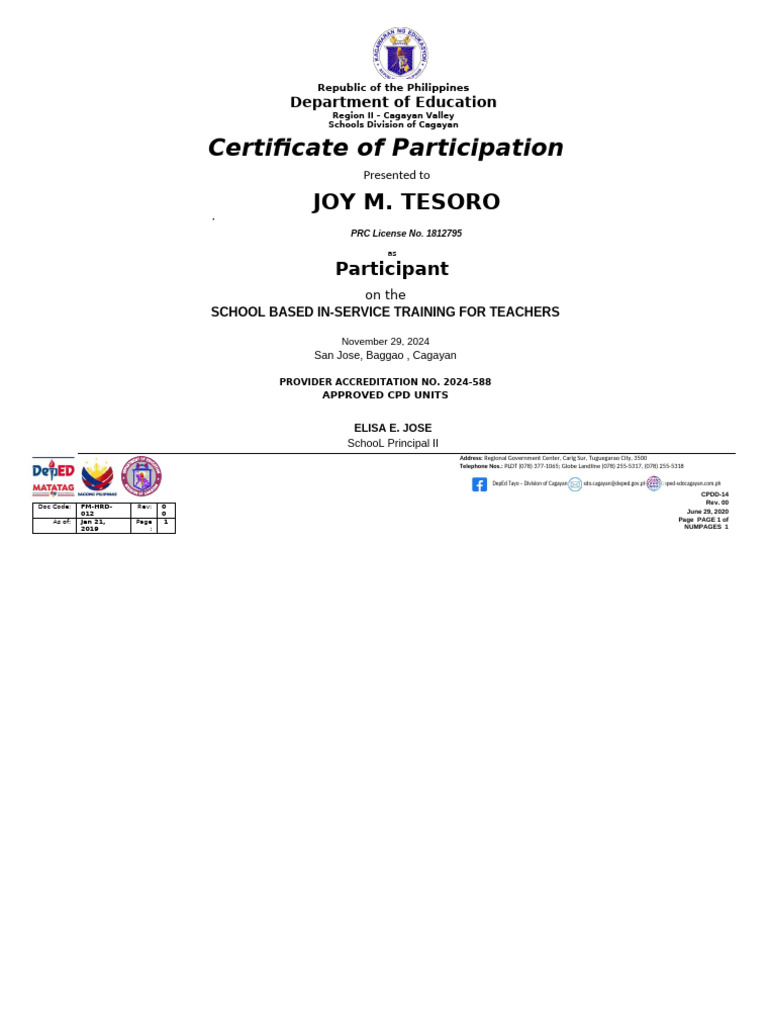 2. CPDD 14 CERTIFICATE ParticipationABC Final (1) | PDF | Telecommunications | Philippines