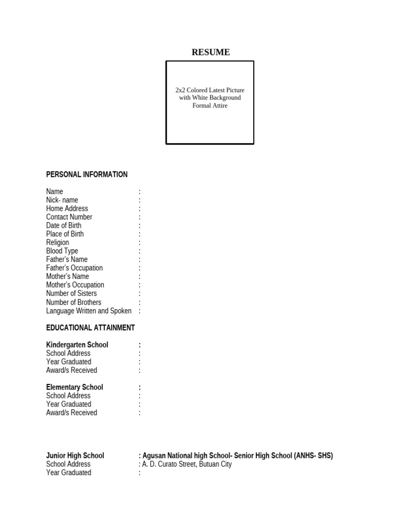 Resume Guide Work Immersion | PDF