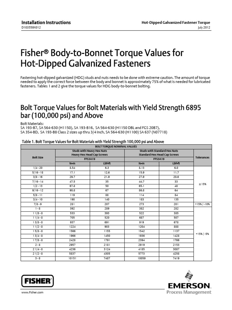 HDG Fastener Torque Values Guide | PDF | Screw | Mechanical Engineering