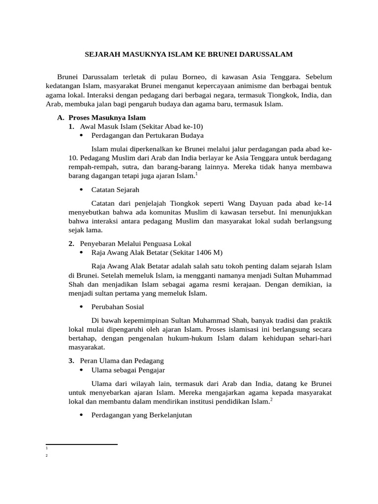 Sejarah Masuknya Islam di Brunei | PDF