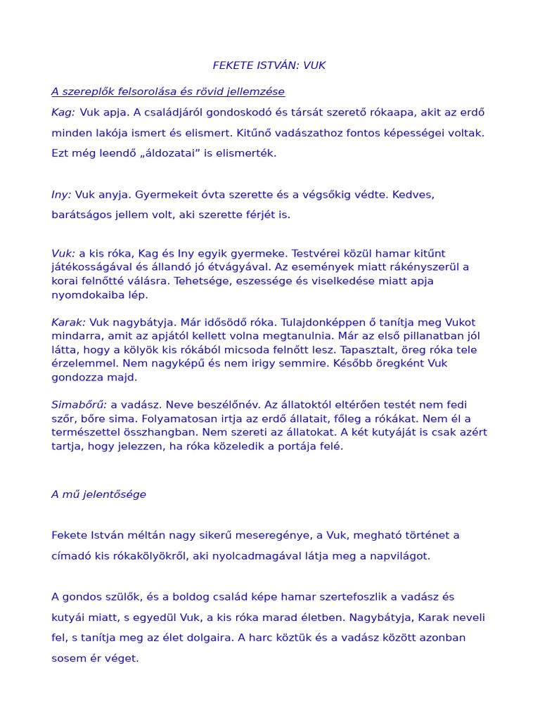 Vuk Tartalom | PDF