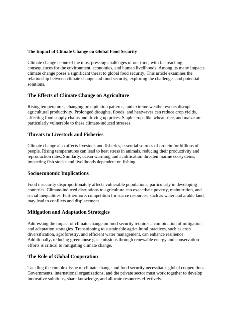 four | PDF | Climate Change | Food Security