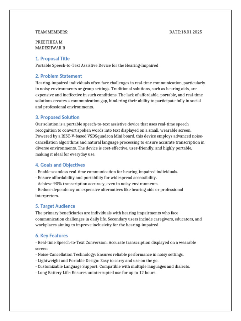 HACKATHON_PROPOSAL_SUBMISSION | PDF | Speech Recognition | Analog To Digital Converter