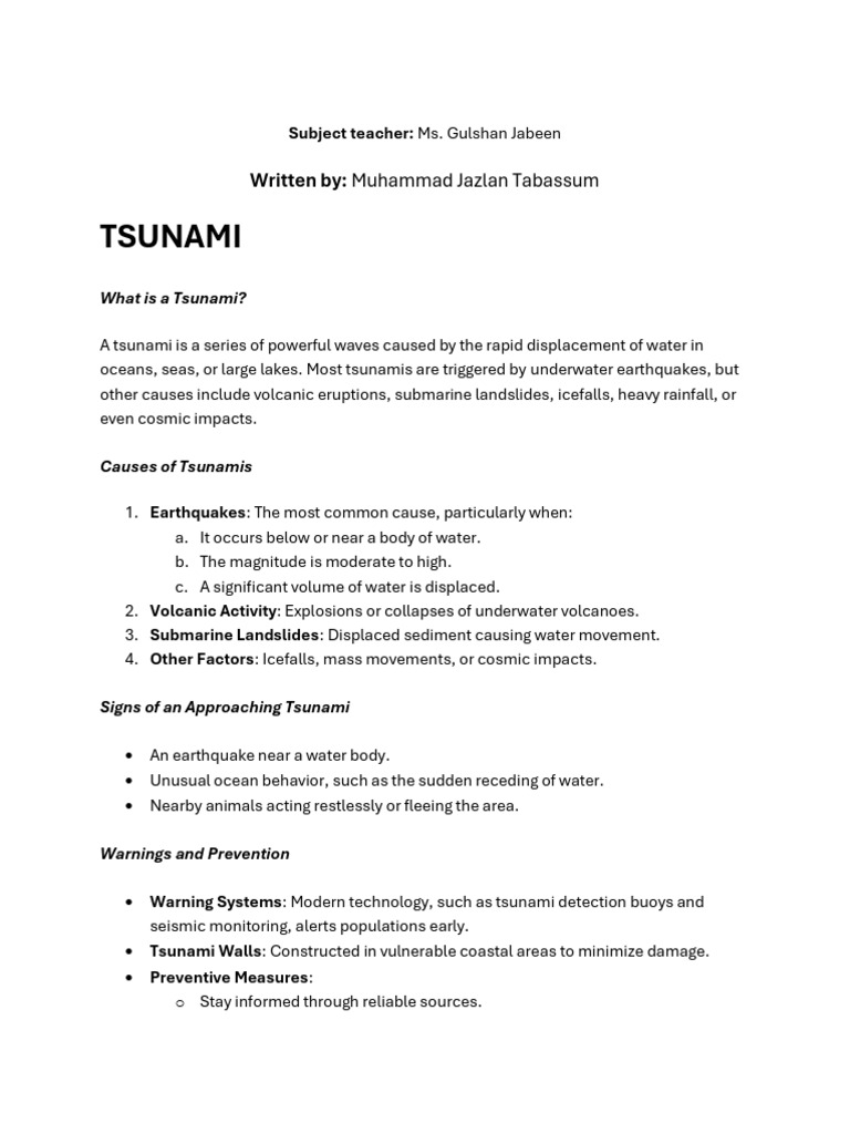 Tsunami Notes | PDF | Tsunami | Earthquakes