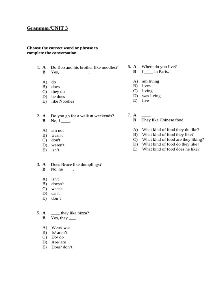 Grammar UNIT 3 | PDF