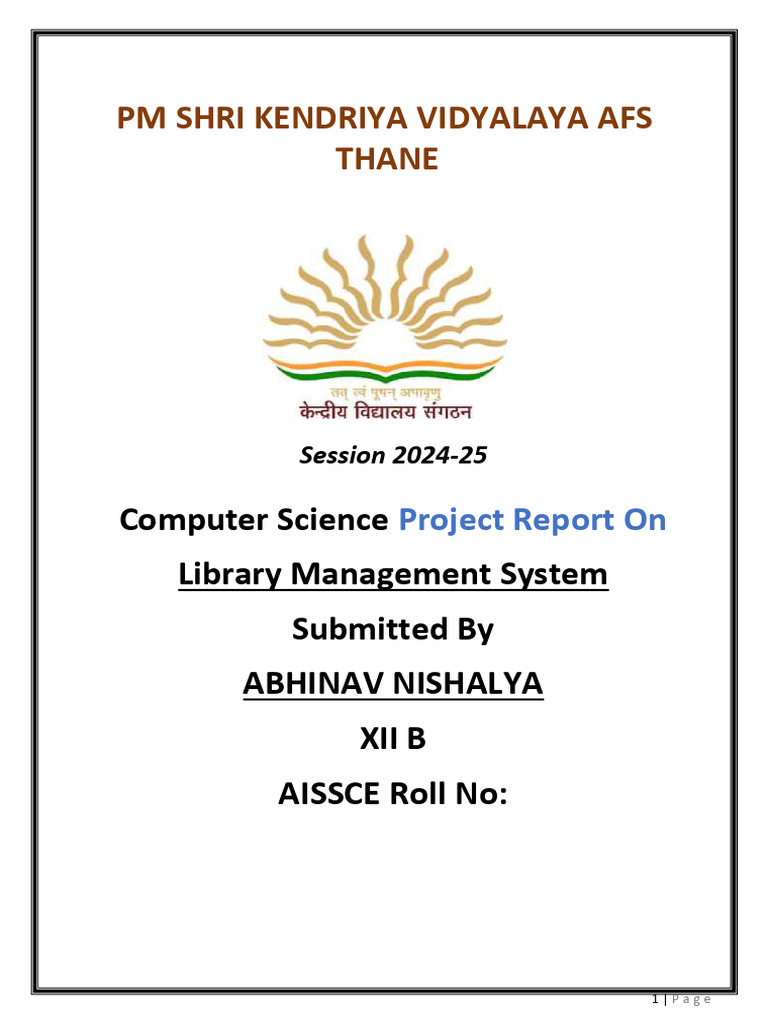 Abhinav Library Management System Class 12 CS | PDF | Databases | Libraries