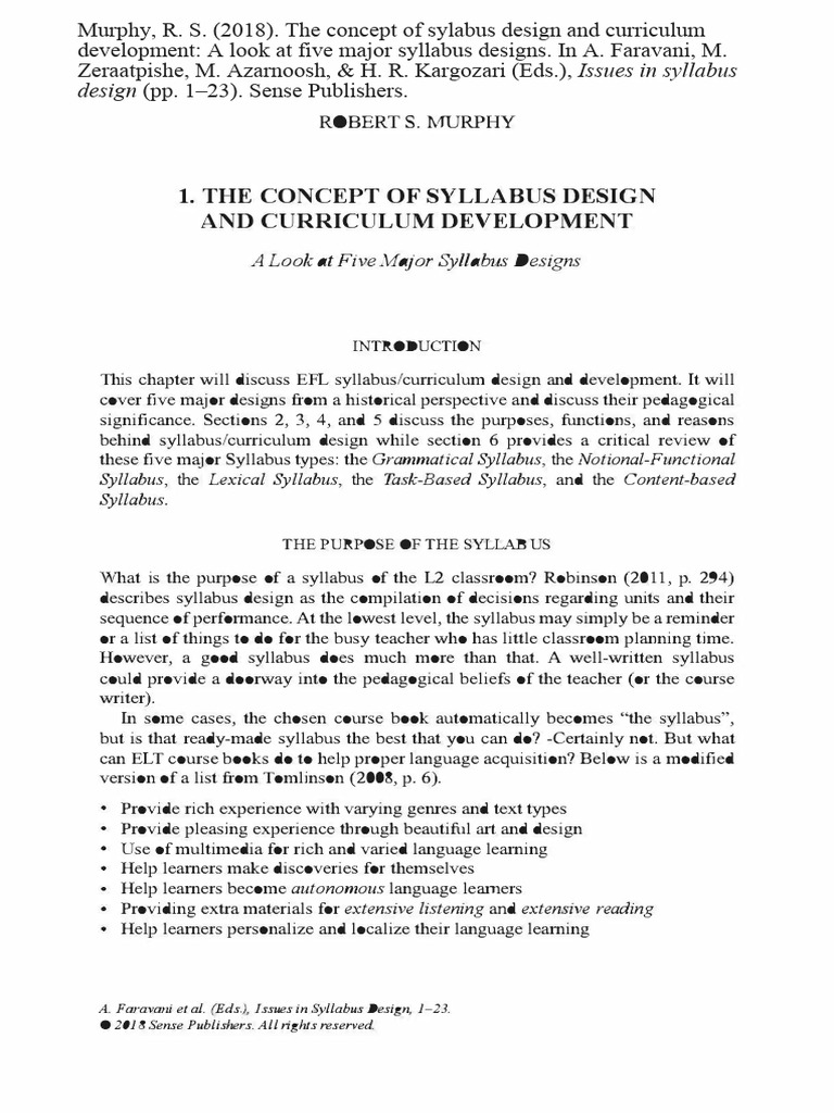 Murphy - 2018 - The Concept of Syllabus Design | PDF | Lexicon | Word
