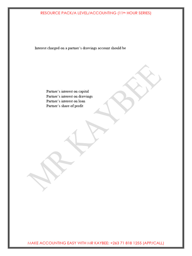 A-Level Accounting: Partnership Financials | PDF | Debits And Credits ...