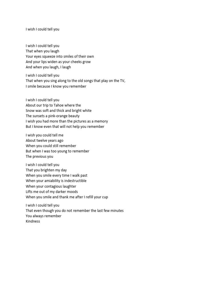 Poems on Memory and Kindness | PDF