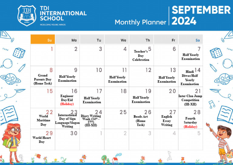 TDIIS Monthly Planner September | PDF