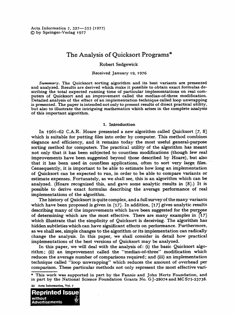 1977Analysis | PDF | Algorithms And Data Structures | Computer Programming