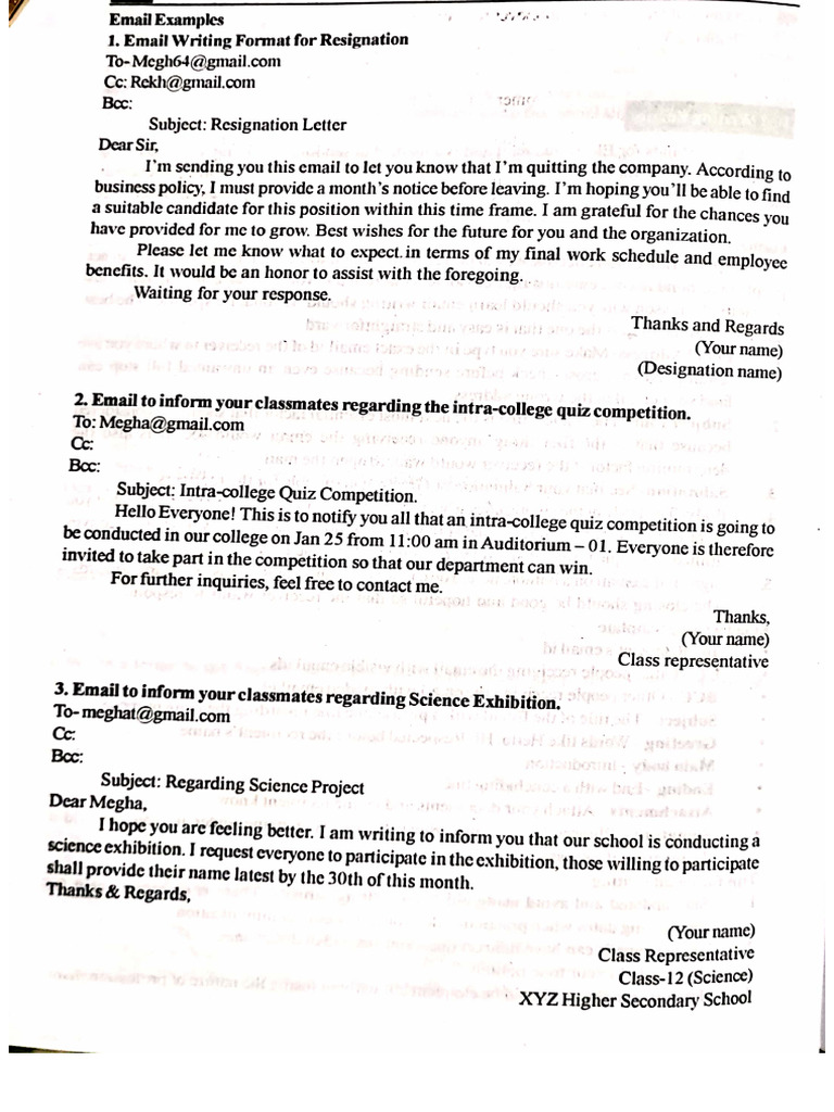 Email Examples | PDF