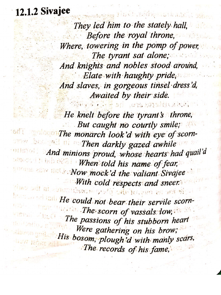 Text of The Poem 'Sivajee' | PDF