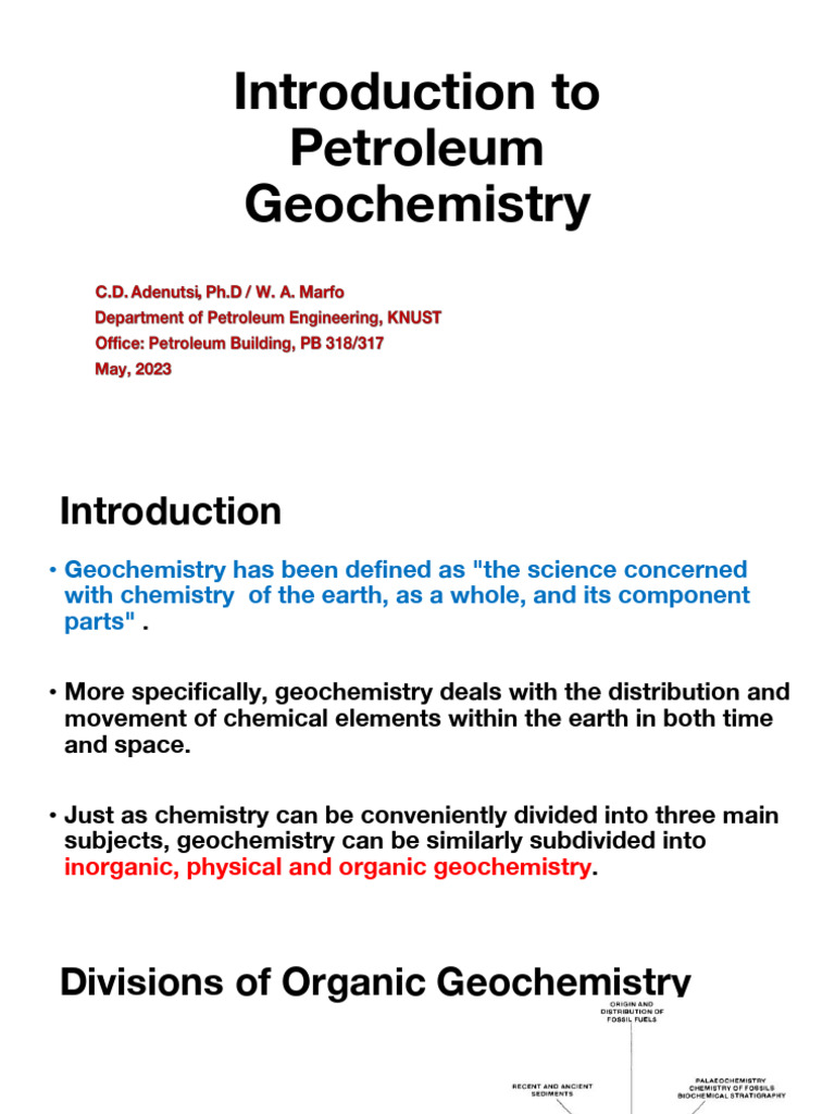 1.Introduction to Geochemistry [Autosaved] | PDF | Petroleum | Alkane
