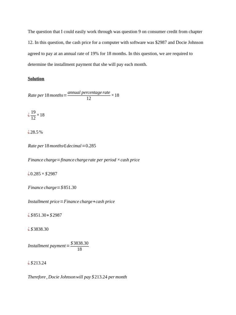 Monthly Installment Calculation for Credit | PDF