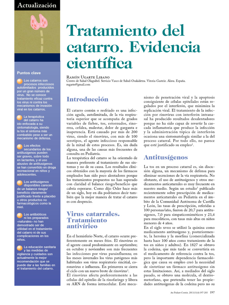Tratamiento del catarro. evidencia científica | PDF | Resfriado comun ...