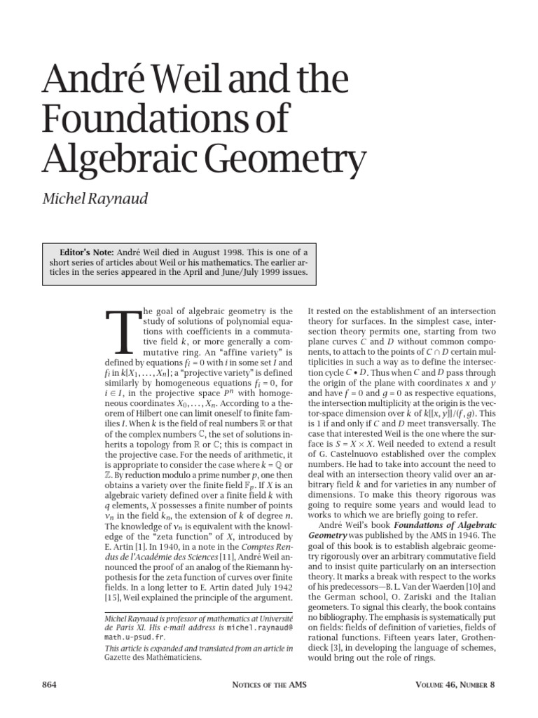 André Weil's Algebraic Geometry Foundations | PDF | Field (Mathematics ...