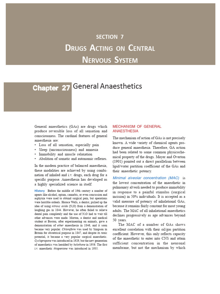 General Anaesthetics Overview | PDF | Anesthesia | Nitrous Oxide