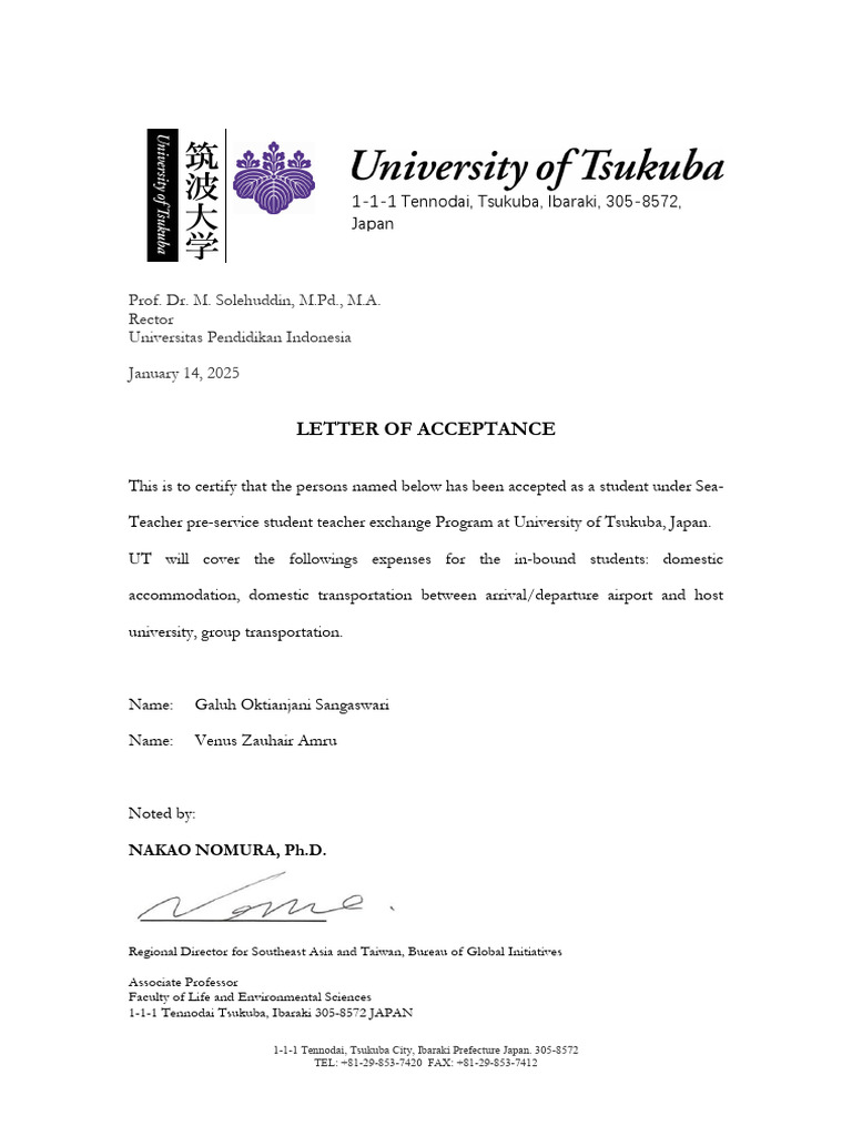 Letter of Acceptance UPI Fix | PDF
