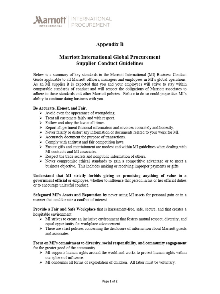 Appendix B MGP Supplier Conduct Guidelines (2) | PDF | Employment | Conflict Of Interest