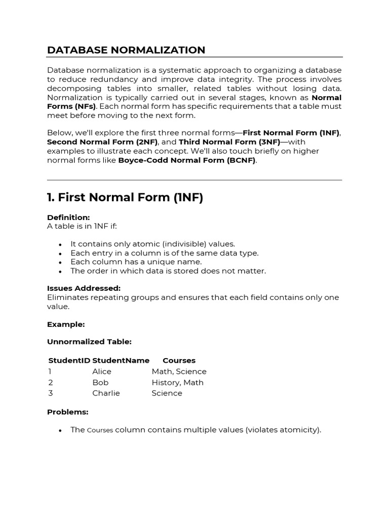 Database Normalization | PDF | Information Technology Management ... Database Normalization | PDF | Information Technology Management ...