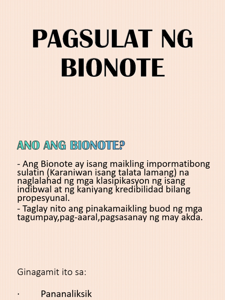 Pagsulat Ng Bionote | PDF
