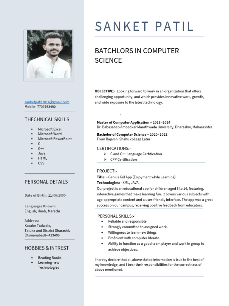 Sanket Patil_CV | PDF | Computing | Software