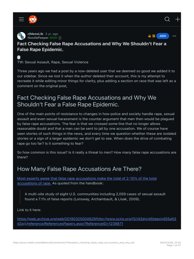 Fact Checking False Rape Accusations and Why We Shouldn't Fear a False ...