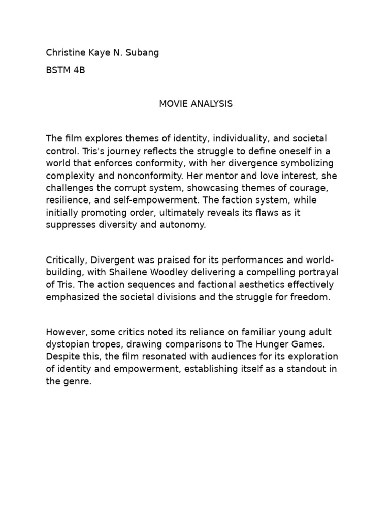 Movie Analysis (Divergent) | PDF