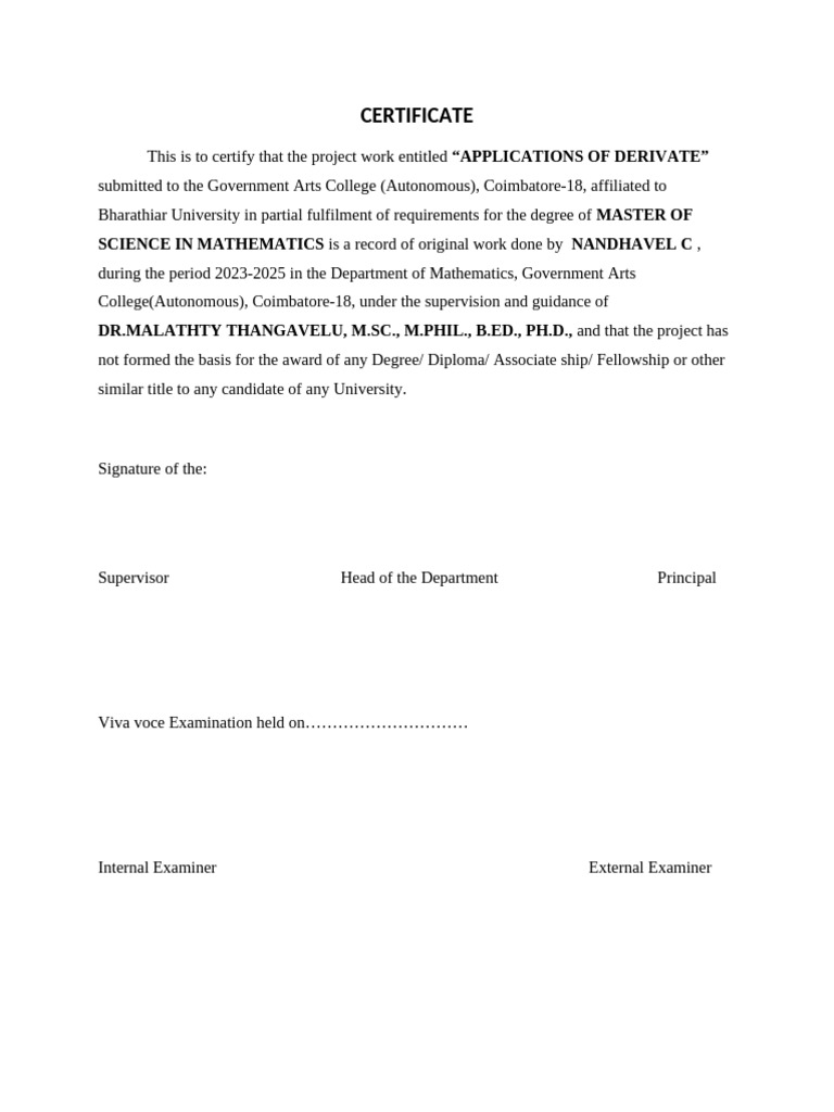 Application of Derivative Project | PDF | Doctor Of Philosophy ...