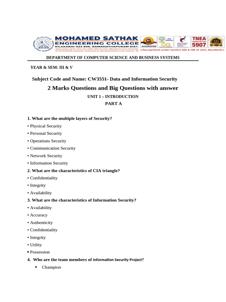 Information Security Revision Material | PDF | Information Security | Security