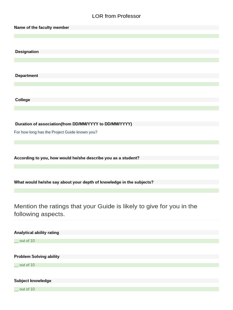 LOR_Template | PDF | Skill | Leadership