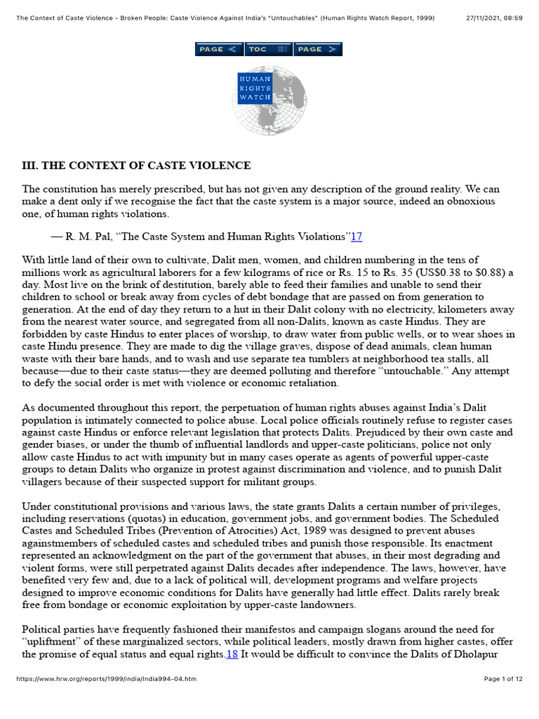 The Context of Caste Violence - Broken People Caste Violence Against ...