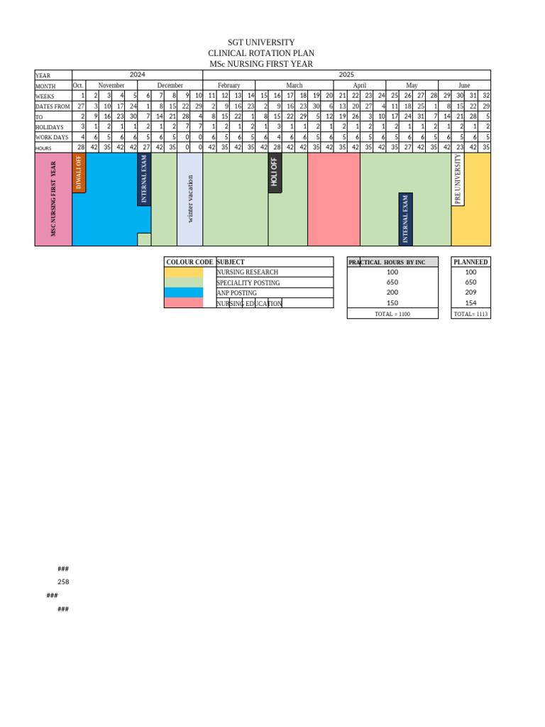 MSc Nursing Clinical Rotation Plan | PDF | Health Care