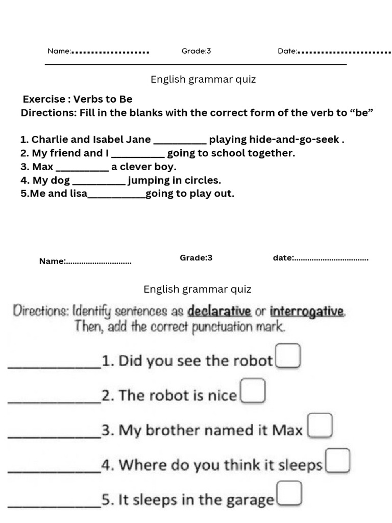 Grade.4 Grammar Weekly Quiz | PDF