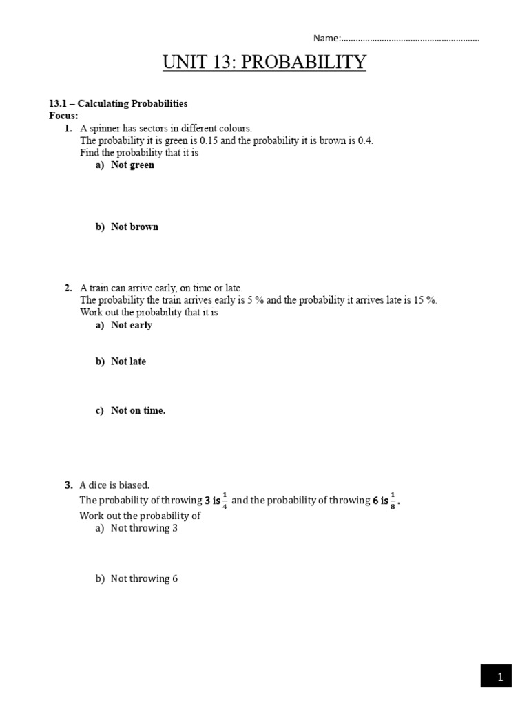 Grade 7 - CH # 6 | PDF | Probability | Probability Theory