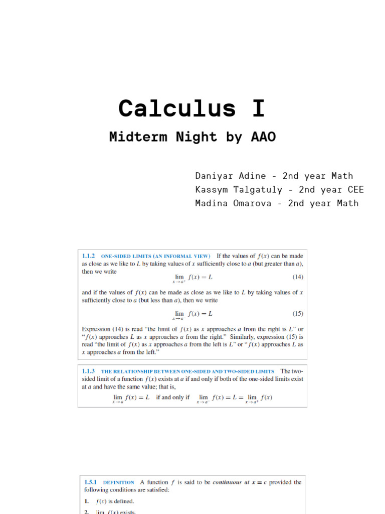 Calculus I | PDF
