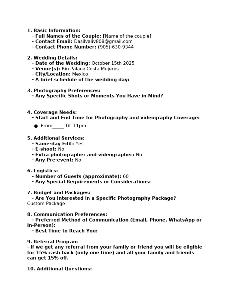 Basic Information form 15th October 2025 | PDF