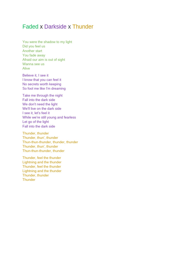 Faded X Darkside X Thunder | PDF