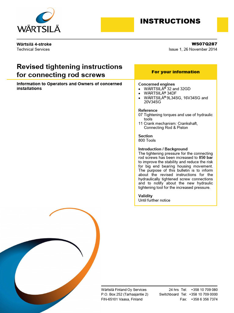 HTTP Bulletins - Wartsila.com Bulletins File Wfi ws07q287 01gb | PDF