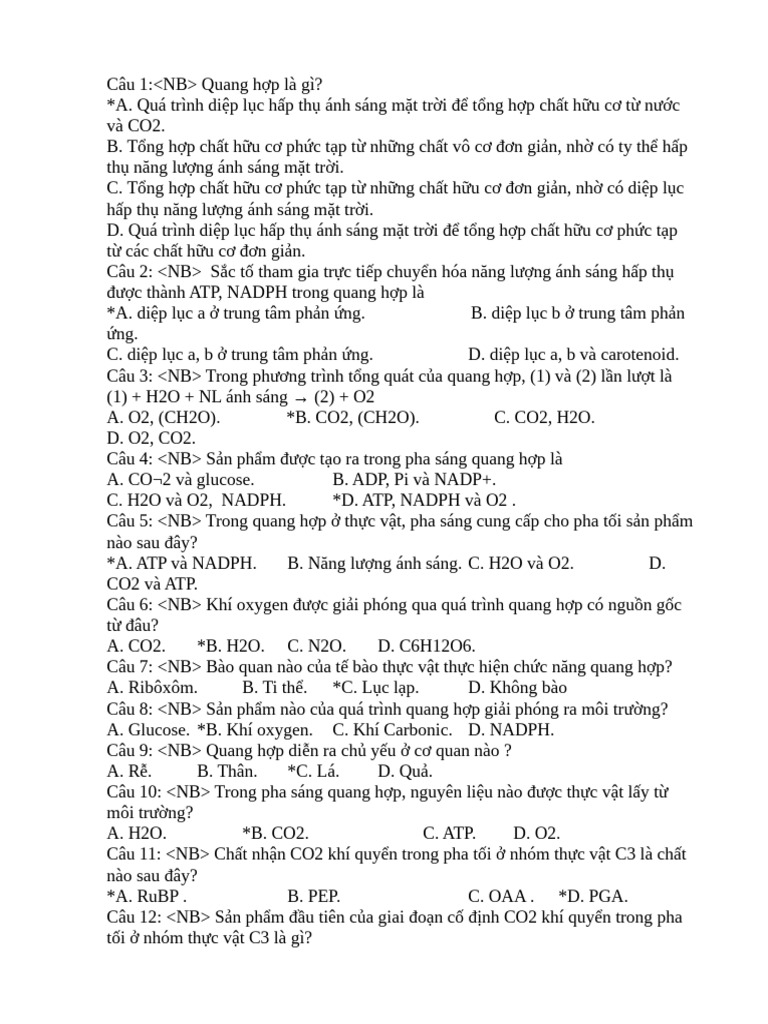 Sinh A2 Bài 4 5 | PDF