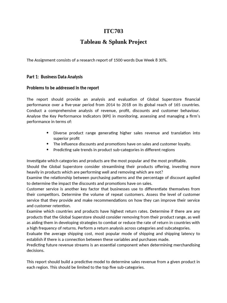 Tableau & Splunk Project - Assessment 2 | PDF | Data Analysis ...