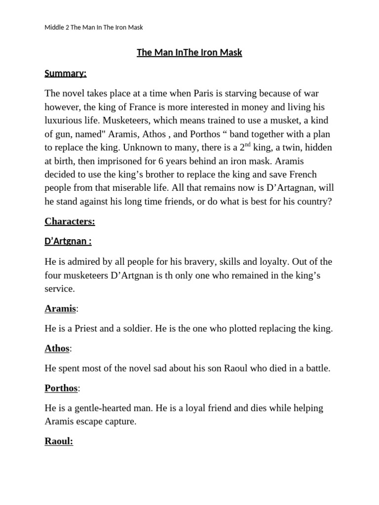 Man in The Iron Mask Complete | PDF | Aramis