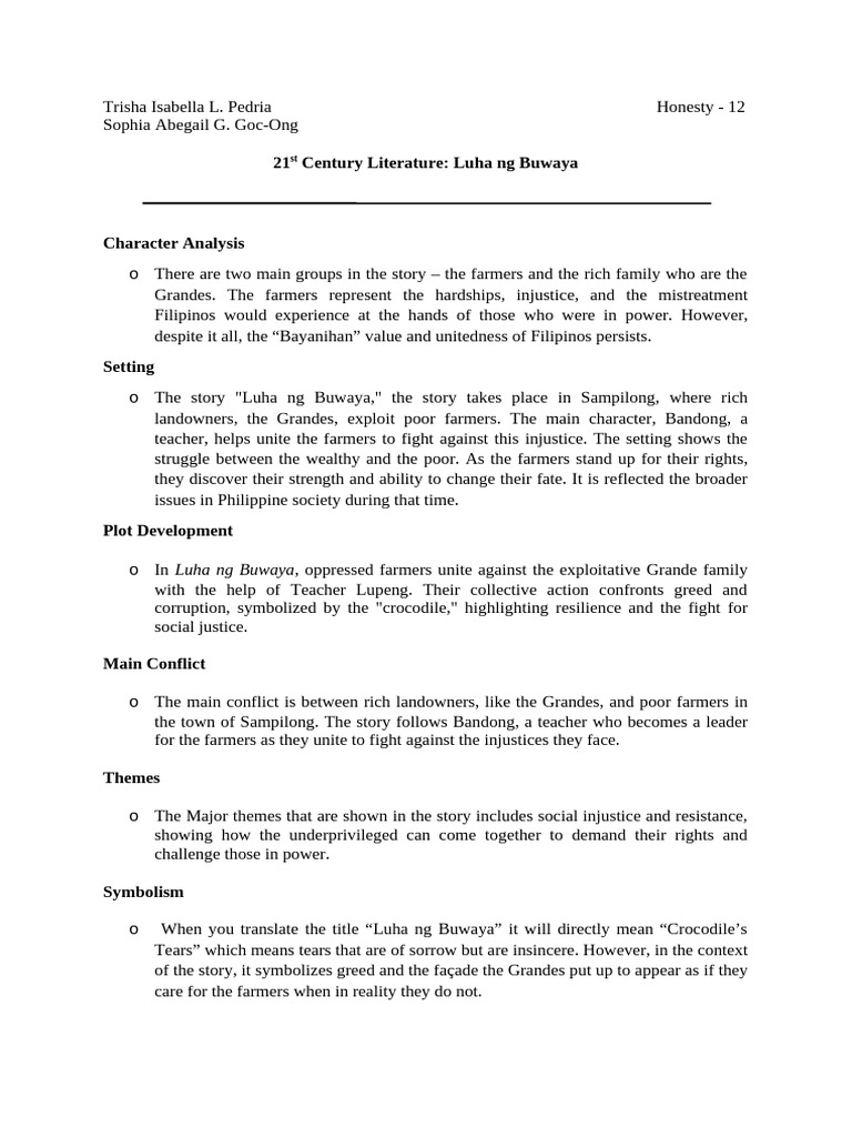 Character Analysis | PDF