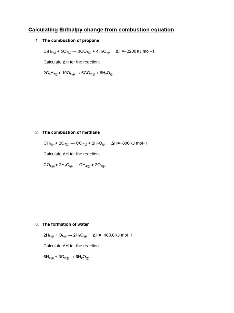 Enthalpy change from combustion equations (1) | PDF