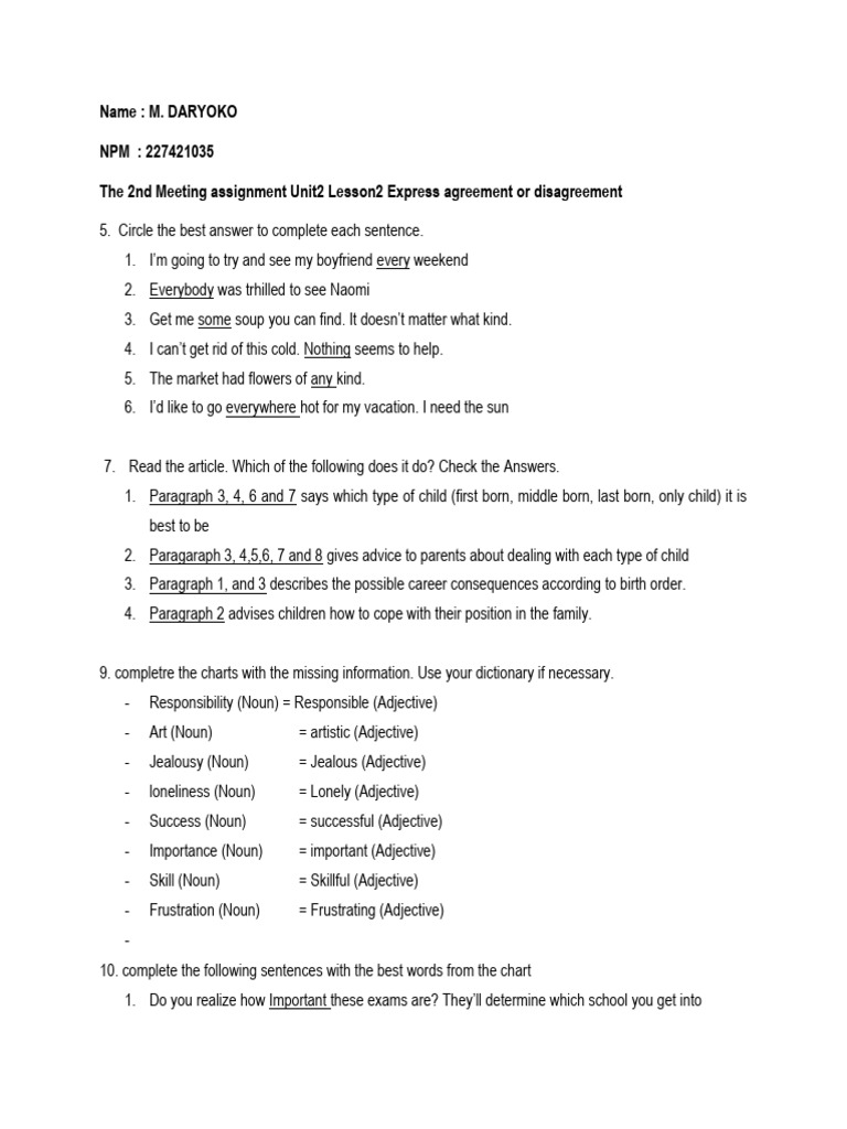 Unit 2 Lesson 2 Assignment Guide | PDF