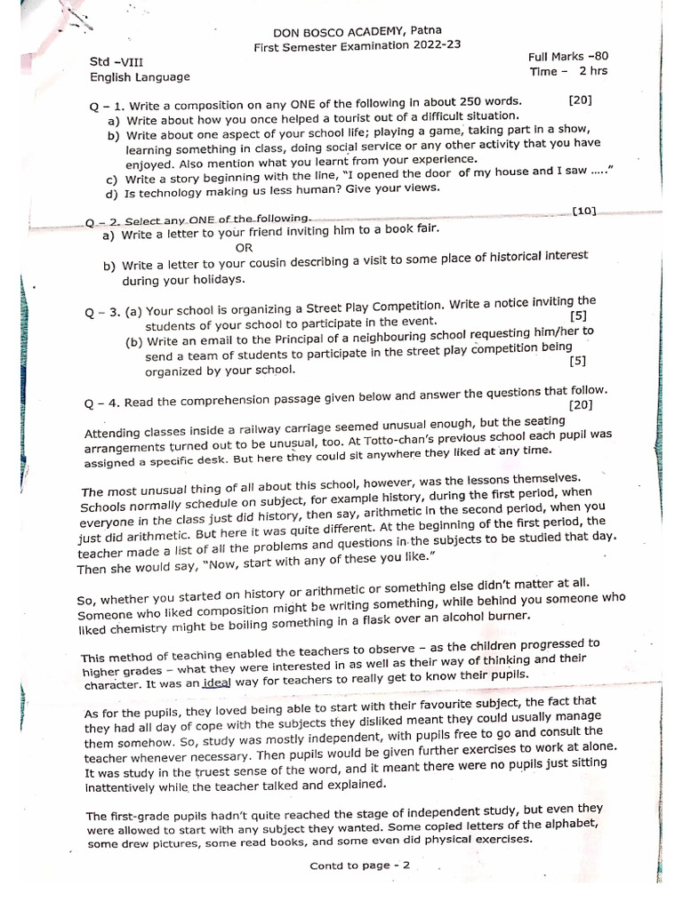 Last Year Question Paper | PDF