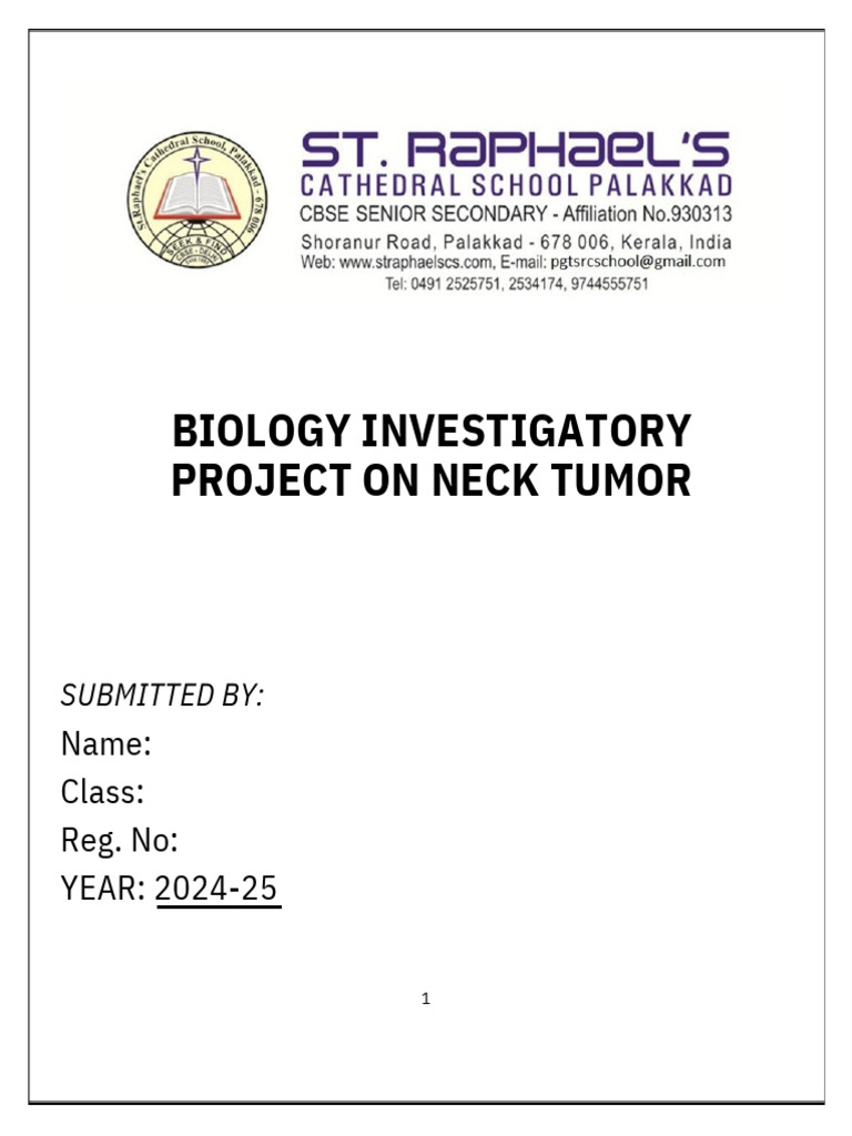 Biology Investigatory Project 3on Neck Tumor 1 241231 193518 PDF | PDF ...