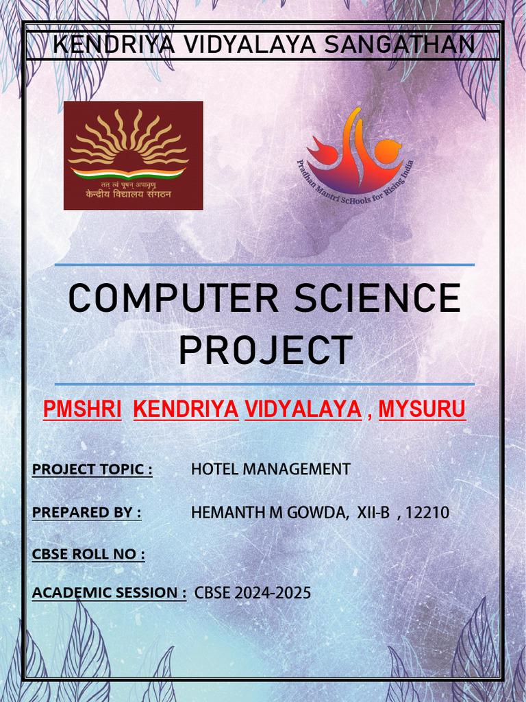 Class 12 CS PROJECT Hotel Management | PDF | Indian Cuisine | Foods