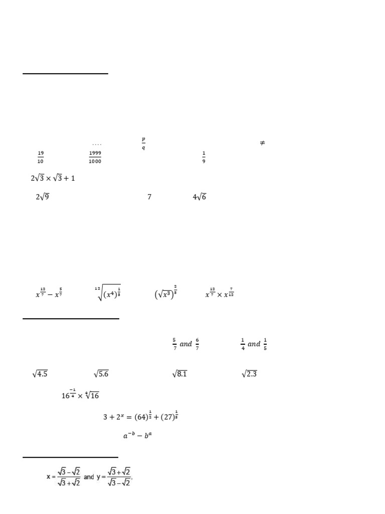Class IX Math Worksheet: Number System & Polynomials | PDF | Numbers | Rational Number